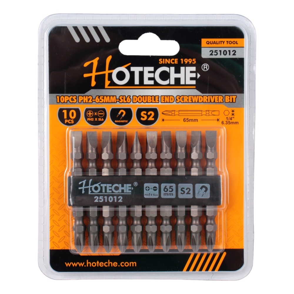 S/DRIVER BITS 10PC PH2/SL6 -65MM 2 ENDS - Auto Trade Supplies